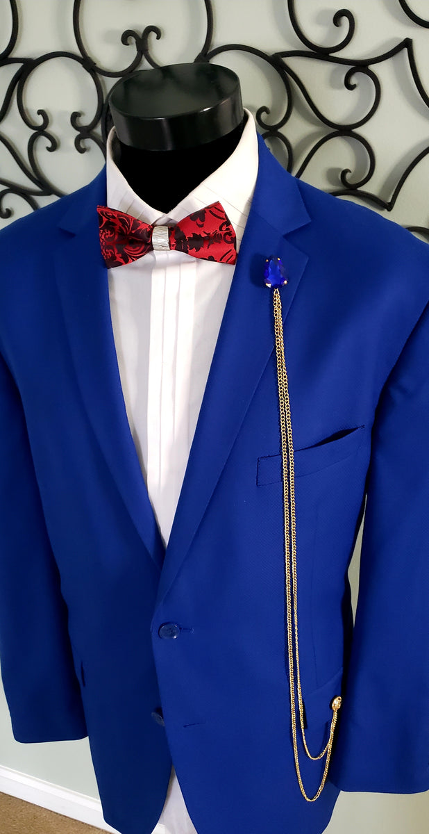 Extra Long Crystal Lapel Pin with Two Gold Chains | Adrian's Ties and More