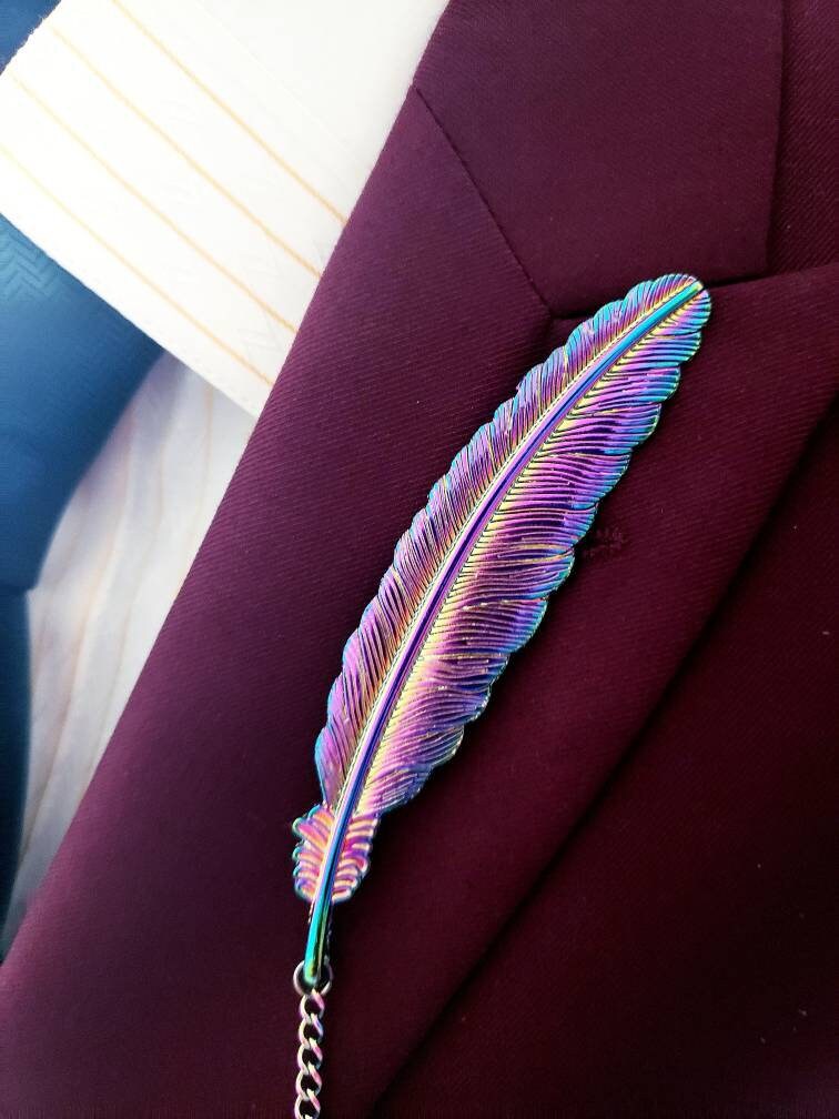 Magnetic Metal Feather Lapel Pin | Adrian's Ties and More