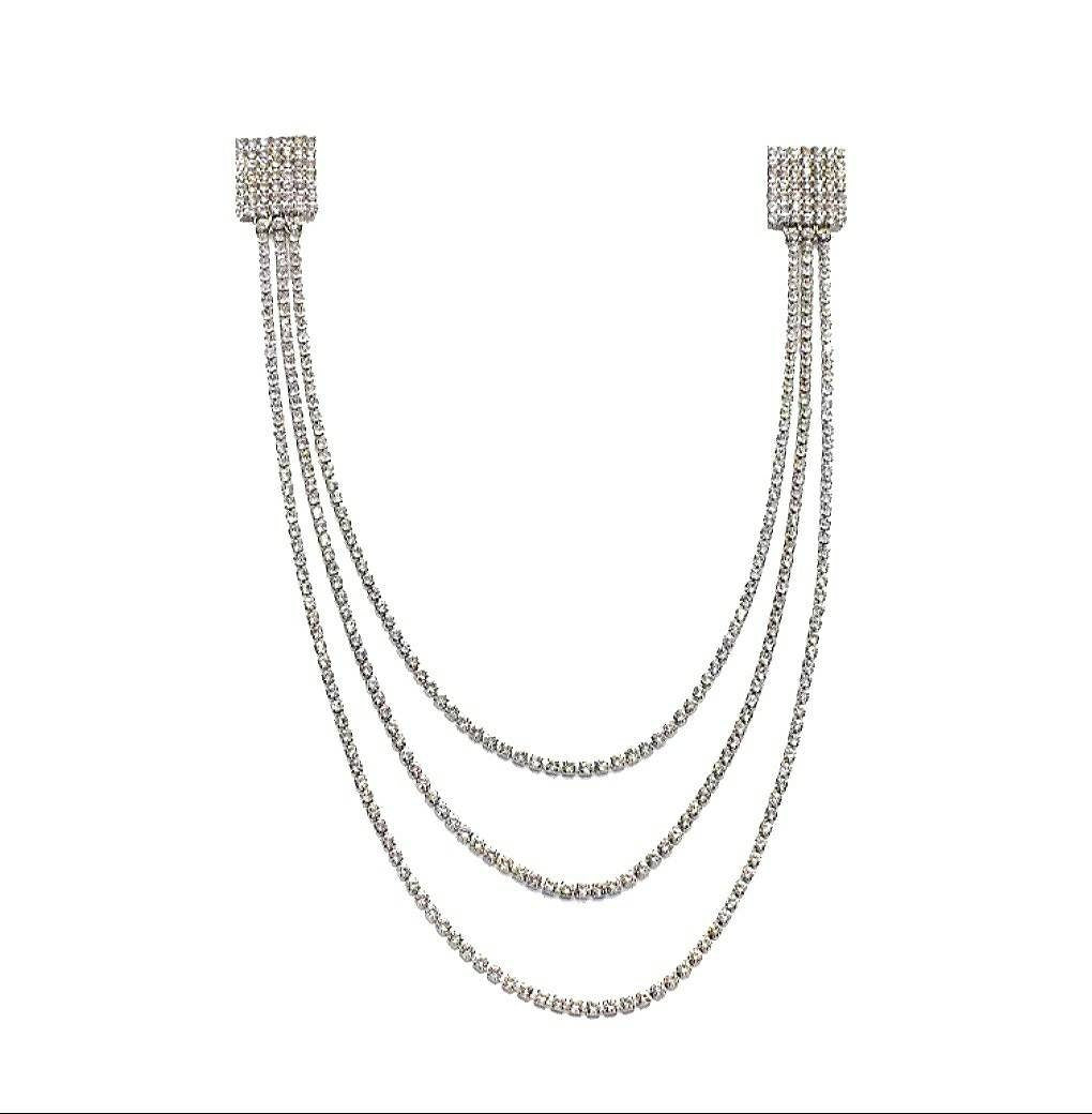 Crystal Rhinestone Chains Brooch Lapel Pin | Adrian's Ties and More