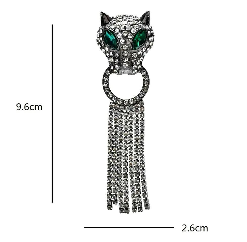 Crystal Panther Green Eyes Brooch Pin | Adrian's Ties and More