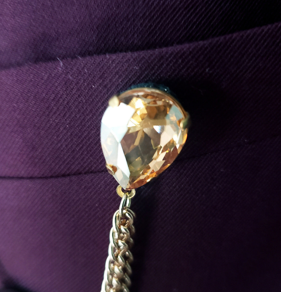 Crystal Rhinestone Lapel Pin with Gold Chains | Adrian's Ties and More